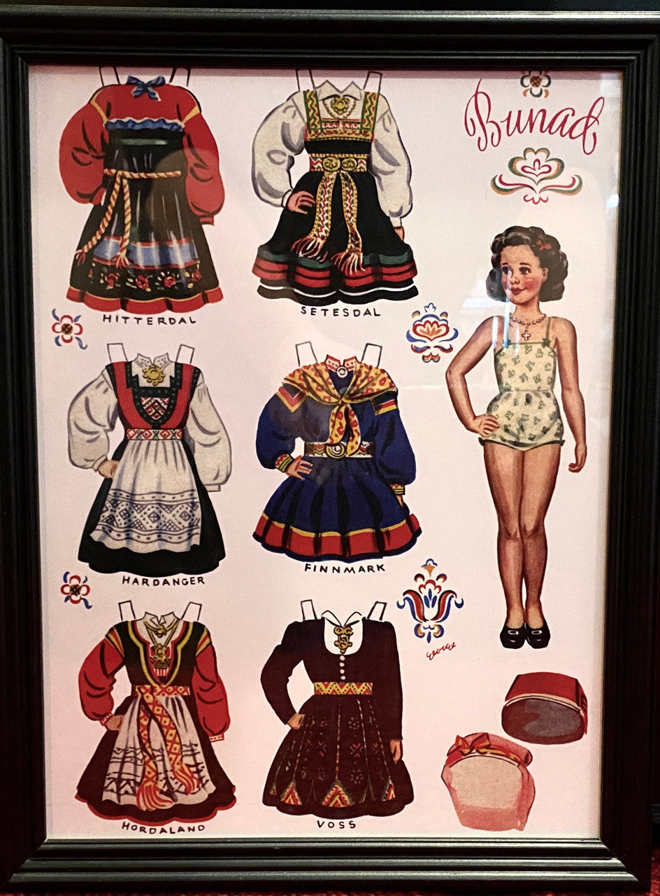 Norwegian Paper Doll Art (Brunette) – Al Johnsons Swedish Restaurant